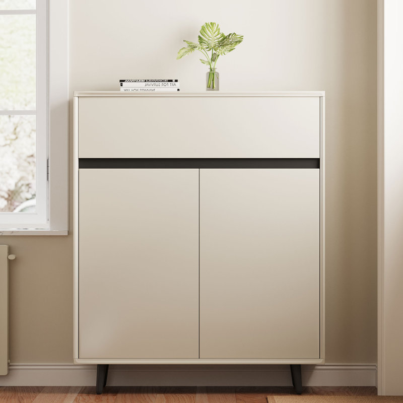 George Oliver Vannara 31.69 In Adjustable Shelf Storage Cabinet In Off-white | Wayfair